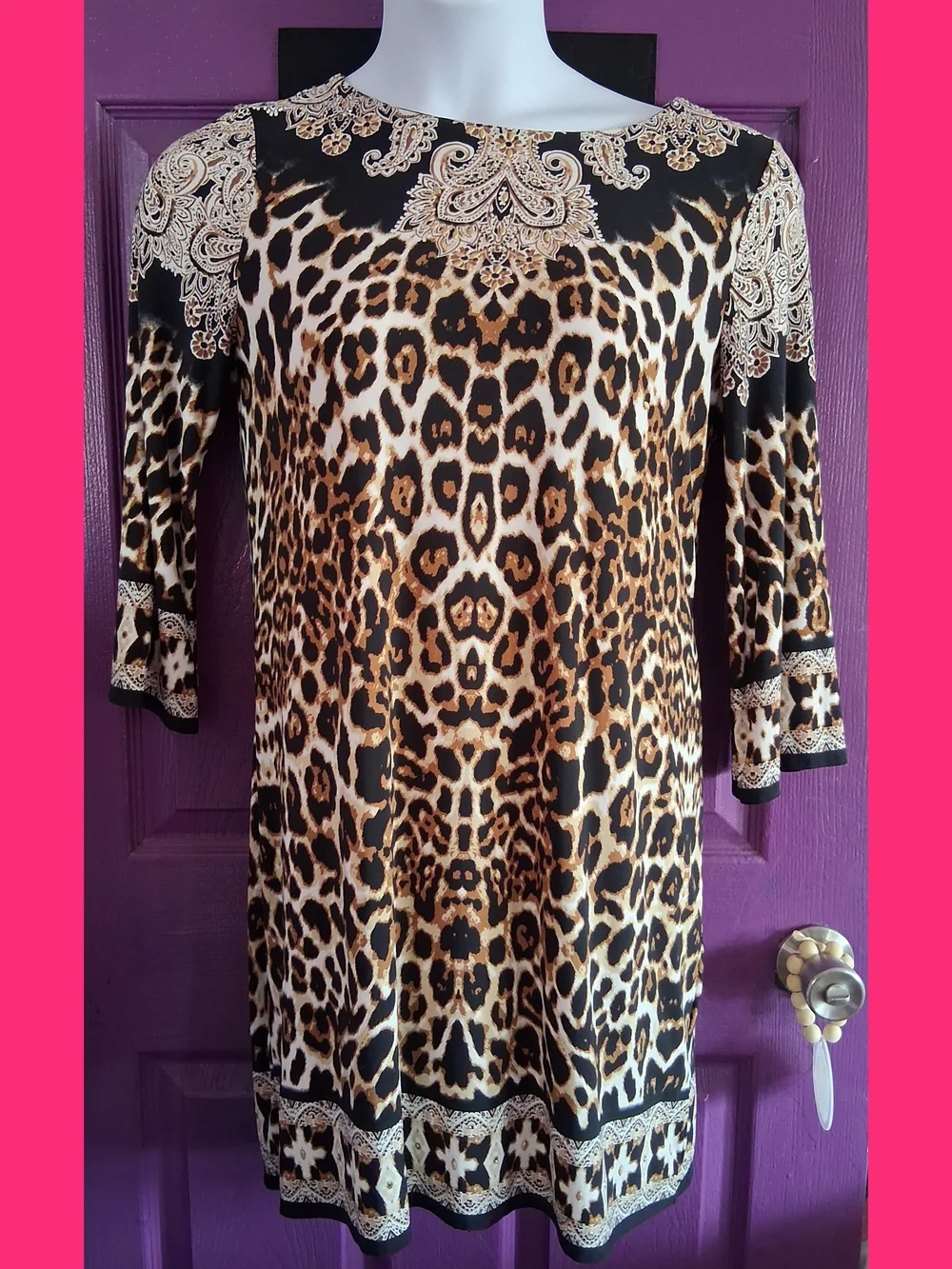 Ruby Rd. | Dresses | Ruby Rd Leopard Print Dress In Black And Brown ...